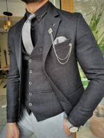 China Black Slim Fit Stretch Suit for sale