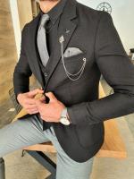 China Black Slim Fit Stretch Suit for sale
