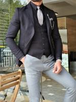 China Black Slim Fit Stretch Suit for sale