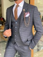 China 45% Wool Blue Tuxedo Suit for sale