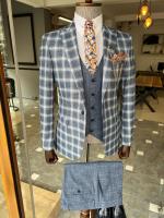 China Plaid Striped 3 Piece Tuxedo Suit for sale