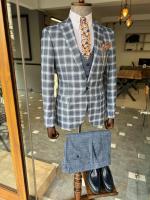 China Plaid Striped 3 Piece Tuxedo Suit for sale