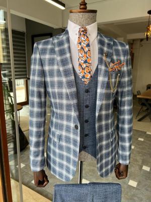 China Plaid Striped 3 Piece Tuxedo Suit for sale