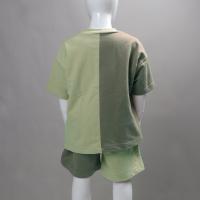 China French Terry Patchwork Clothes 260gsm Teen Boys Color Tee And Short Set for sale