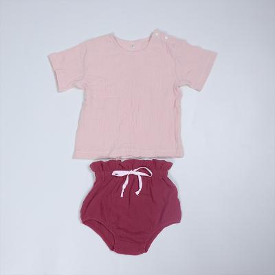China Baby Boys Girls New Born Rompers Muslin Cotton Short Sleeve for sale