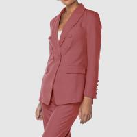 China Brick Red Formal Stylish Womens Suits For Office Wear Formal Blazer And Pant Set for sale