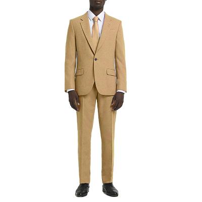 China Beige Flannel Mens Tuxedo Suit Custom Stylish Slim Fit for sale