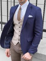 China Blue Slim Fit Business Casual Suit Jacket Casual Navy Peak Lapel Blazer for sale