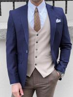 China Blue Slim Fit Business Casual Suit Jacket Casual Navy Peak Lapel Blazer for sale
