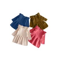 China Toddler Girls Knitted Sweater Boutique Princess Dress Pink Mini Dresses For Autumn Winter for sale