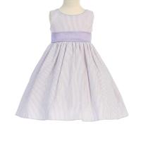 China Little Girls Boutique Princess Dress Striped Cotton Seersucker Dresses Elegant Tie Back Sleeveless Dresses Toddlers for sale