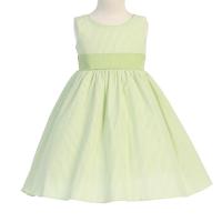 China Little Girls Boutique Princess Dress Striped Cotton Seersucker Dresses Elegant Tie Back Sleeveless Dresses Toddlers for sale