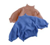 China Custom Baby Turtleneck Sweater Hand Knitted Retro Sweater Cotton Pullover Chunky Sweater For Cool Days for sale
