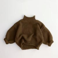 China Custom Baby Turtleneck Sweater Hand Knitted Retro Sweater Cotton Pullover Chunky Sweater For Cool Days for sale