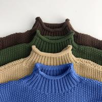 China Custom Baby Turtleneck Sweater Hand Knitted Retro Sweater Cotton Pullover Chunky Sweater For Cool Days for sale