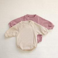 China Custom Infant Baby Waffle Fabric Rompers Cotton One Piece Suit Jumpsuit Bodysuit At Home Sleepwear for sale