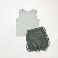 China Little Girl Little Boy Two Pieces Jersey Tank Top Set Cotton Summer Tee & Shorts Printed Tshirts Short Pants Loungewear for sale