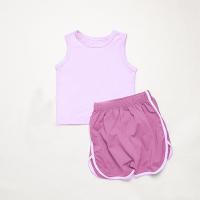China Little Girl Little Boy Two Pieces Jersey Tank Top Set Cotton Summer Tee & Shorts Printed Tshirts Short Pants Loungewear for sale