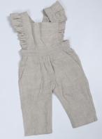 China Regular Fit Little Girls Linen Fabric Dungarees Overalls Manufacturer Flutter Sleeve Jumpsuit Casual Wear for sale