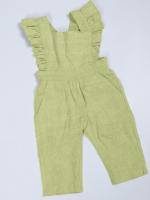 China Regular Fit Little Girls Linen Fabric Dungarees Overalls Manufacturer Flutter Sleeve Jumpsuit Casual Wear for sale