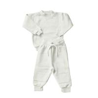 China Unisex Kids 300gsm Fleece Cotton Sweatshirt Set Ribbed Neck Pullover Sweater Sweat Pants 2PCS for sale