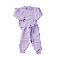 China Unisex Kids 300gsm Fleece Cotton Sweatshirt Set Ribbed Neck Pullover Sweater Sweat Pants 2PCS for sale