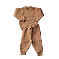 China Unisex Kids 300gsm Fleece Cotton Sweatshirt Set Ribbed Neck Pullover Sweater Sweat Pants 2PCS for sale