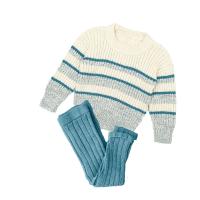 China Winter Kids Cotton Hand Knitted Lounge Chunky Striped Sweaters Tight Leggings 2PCS for sale