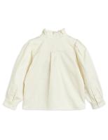 China Little Girls Cotton Woven Ruffle Neck Blouse Long Sleeve Button Up For Summer Autumn for sale