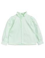 China Little Girls Cotton Woven Ruffle Neck Blouse Long Sleeve Button Up For Summer Autumn for sale
