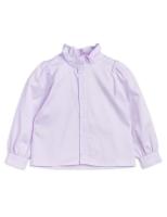 China Little Girls Cotton Woven Ruffle Neck Blouse Long Sleeve Button Up For Summer Autumn for sale