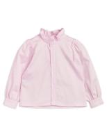 China Little Girls Cotton Woven Ruffle Neck Blouse Long Sleeve Button Up For Summer Autumn for sale
