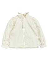 China Little Girls Cotton Woven Ruffle Neck Blouse Long Sleeve Button Up For Summer Autumn for sale