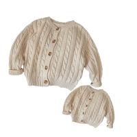 China Mommy And Me Chunky Knitted Sweater Cardigan Cotton Thick Winter Hand Knit Button Down Sweater for sale
