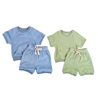 China Custom Neutral Kids Terry Towel Fabric Tee Shirts & Shorts Set Toddlers Casual Daily Wear Beach Wear Summer Two Pieces for sale