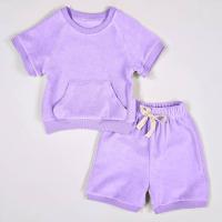 China Custom Neutral Kids Terry Towel Fabric Tee Shirts & Shorts Set Toddlers Casual Daily Wear Beach Wear Summer Two Pieces for sale