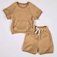 China Custom Neutral Kids Terry Towel Fabric Tee Shirts & Shorts Set Toddlers Casual Daily Wear Beach Wear Summer Two Pieces for sale