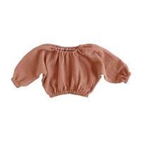 China Little Girls 100% Cotton Muslin Fabric Blouses Gauze Long Sleeve Pullover Shirts Summer Wear For Toddler Girls Clothing for sale