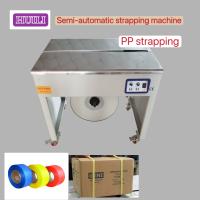 China 9mm-15mm Width Strap Semi Automatic Box Strapping Machine Flip Up Desktop Design for sale
