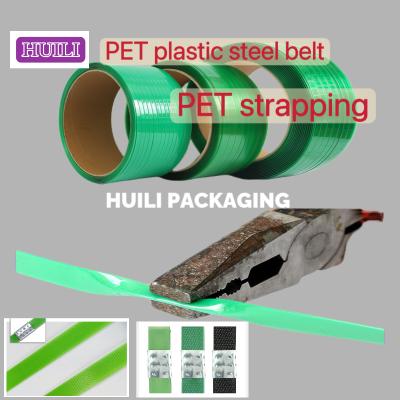 China 100% PET Recycled Material Plastic Steel Strapping Belt 200-1500KG Tensile Strength for sale