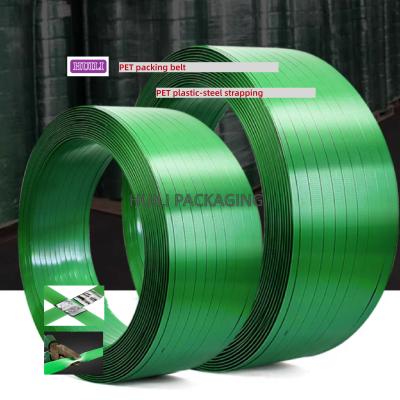 China Green PET strapping 9-25mm high-strength PET plastic strapping with UV resistance for sale