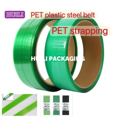 China 9-32mm Green PET Strapping band PET Bundling belt Manual / Automatic PP PET Packaging belt / strap for sale