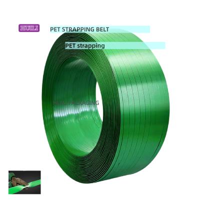 China Automatic PET strapping PET strapping for brick factories 9-25mm green PET packaging strapping for sale