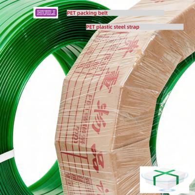 China High-speed PET plastic steel belt 16mm manual PET packaging belt with 100% scrap material production for sale