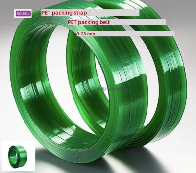 China 9-16mm PET plastic steel strapping PET packaging belt with 100% PET bottle flakes for sale