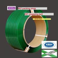 China Automatic PET strapping belt  16mm green PET packaging strap for handheld strapping tools for sale