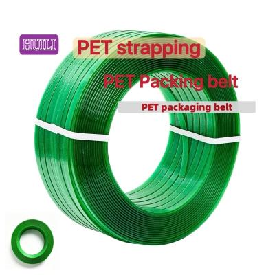 China Hot-selling PP PET strapping 9-16 mm green PET packaging belt for 100% PET bottle flakes for sale