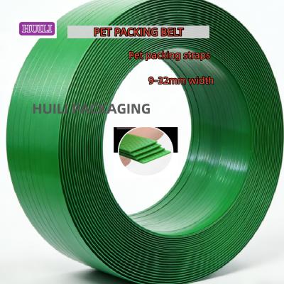 China 9–25 mm PET strapping belt with high tensile strength made from recycled PET bottle flakes for industrial packaging for sale