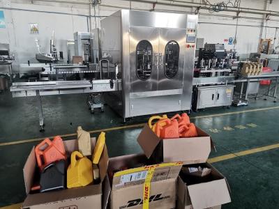 China 8000BPH Engine Lubricant Oil Bottle Filling Line 0.35cbm/Min for sale