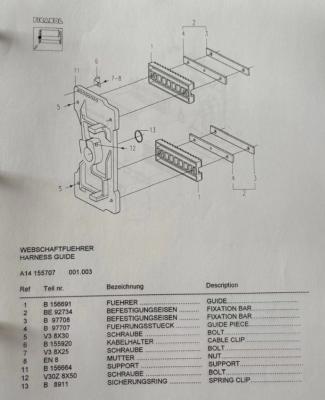 China PARTS FOR HARNESS GUIDE PICANOL WEAVING LOOM BE92734 B97708 B97707 for sale